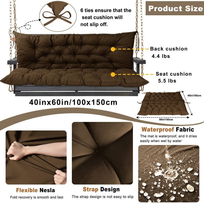2-3 Seat Swing Replacement Cushion, Outdoor Bench Cushions with ...