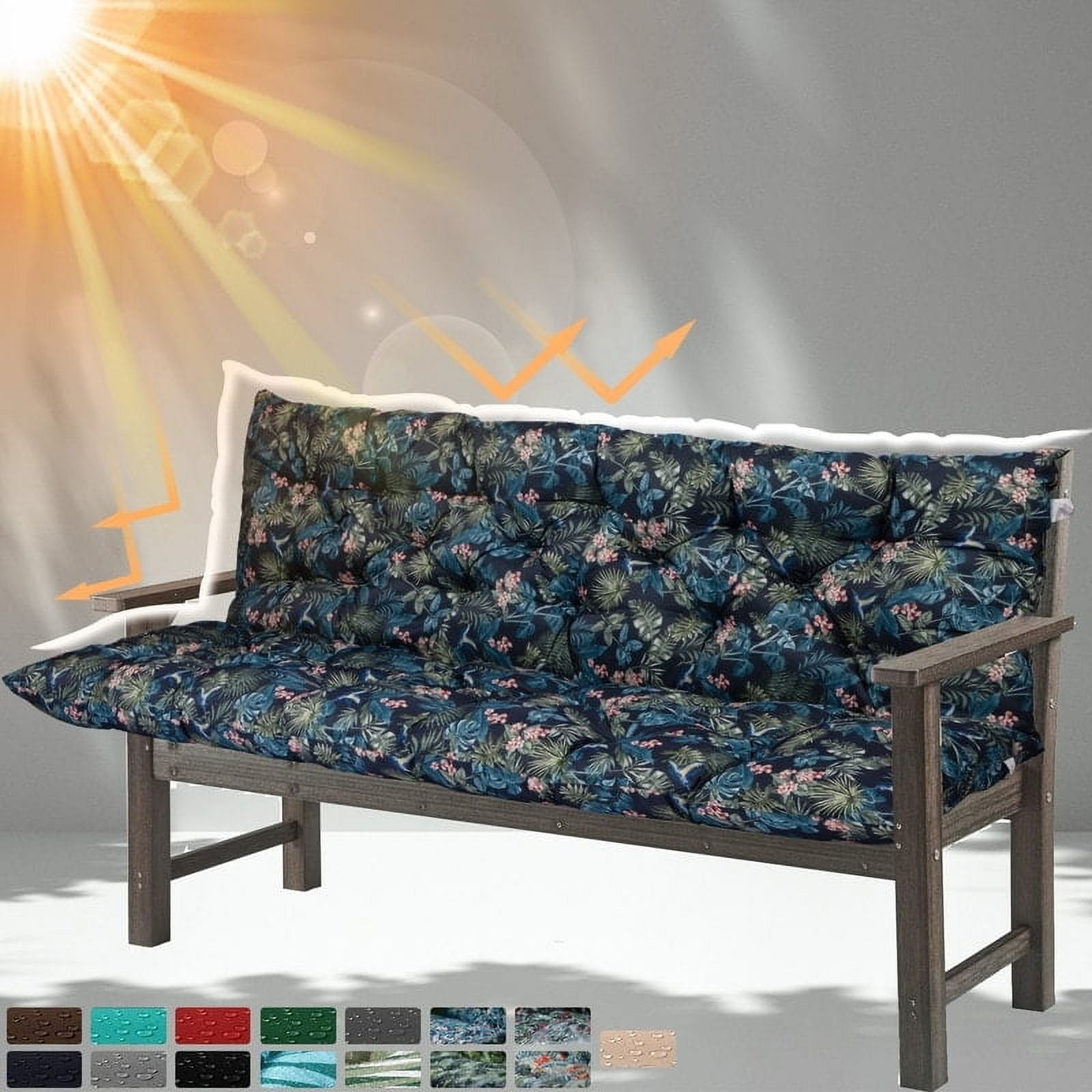 2-3 Seat Swing Replacement Cushion, Outdoor Bench Cushions with ...