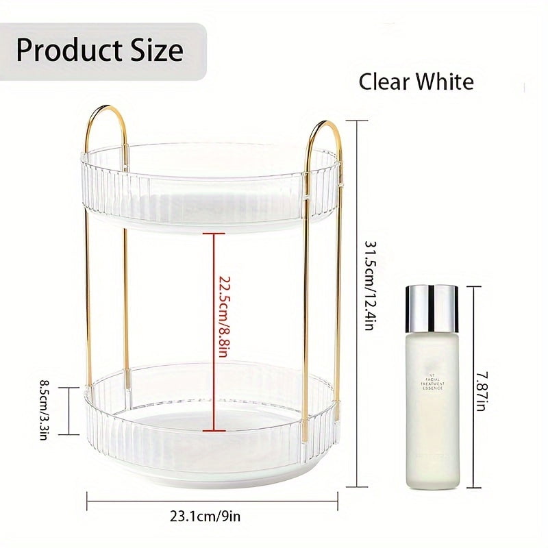 2/3-Tier 360° Rotating Makeup Organizer with Golden Accents, High ...