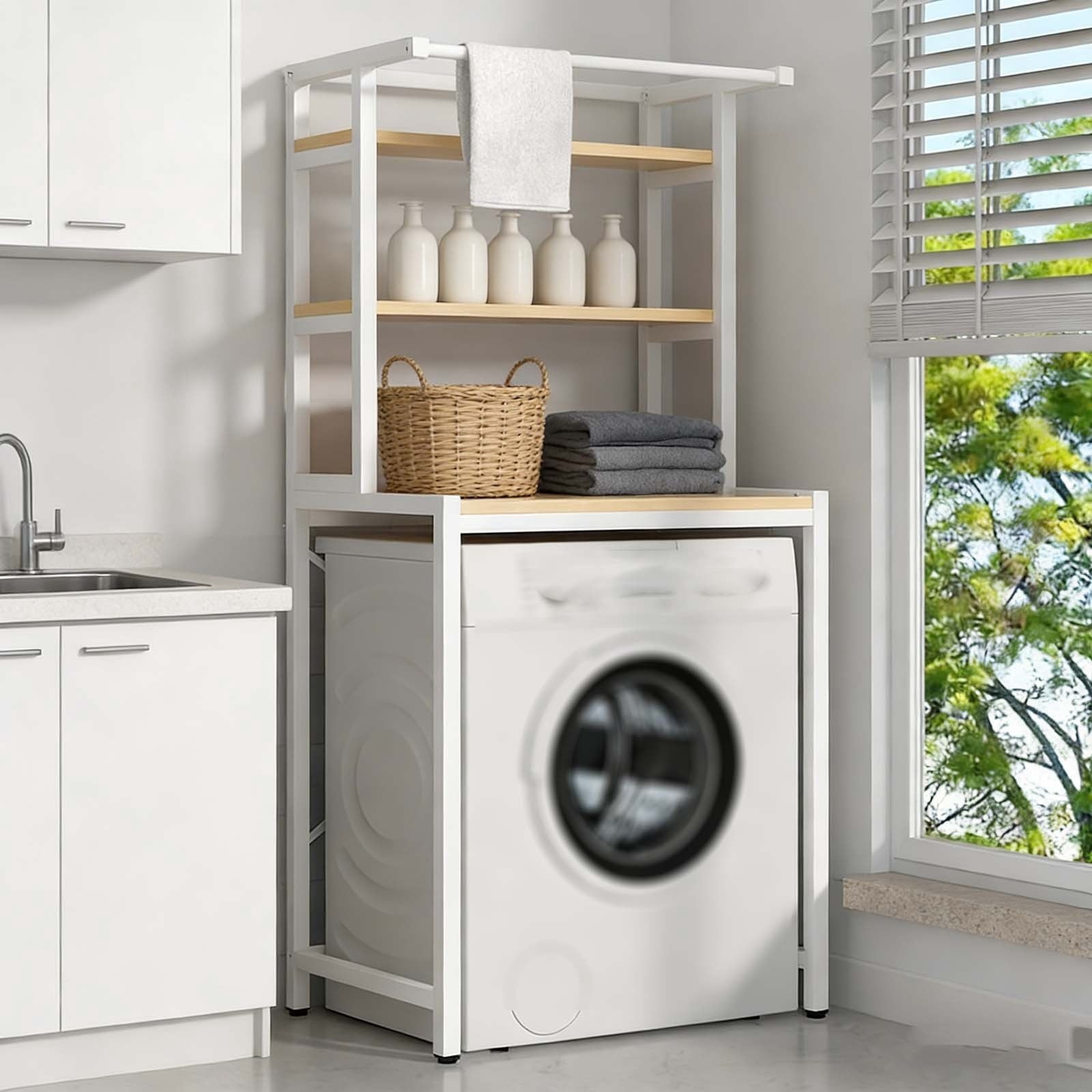 2/3-Tier Laundry Organization Shelf, Over Washer and Dryer Shelves ...