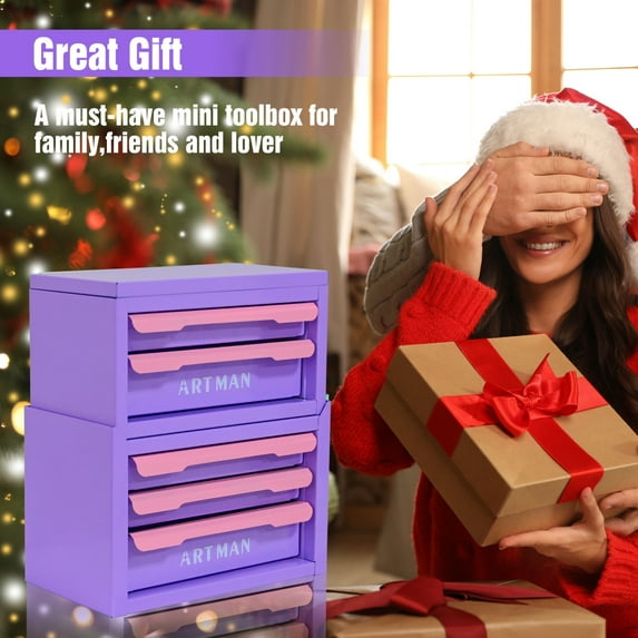 2+3 Tier Purple Pink Steel Drawer Storage Box Multi-Purpose Desktop ...