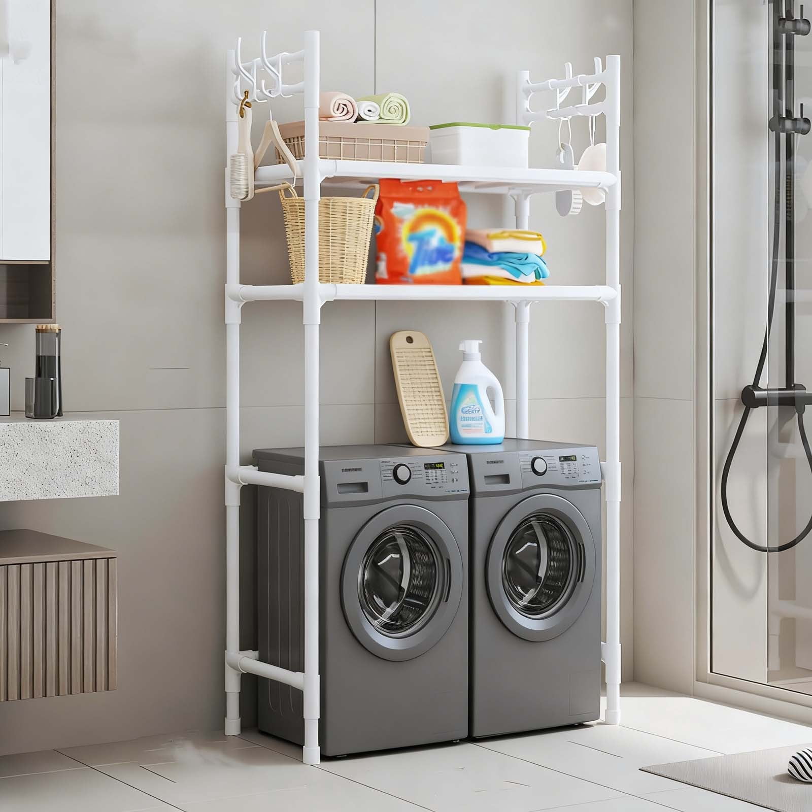 2/3-Tier Over the Washer and Dryer Storage Shelf, Freestanding Laundry ...