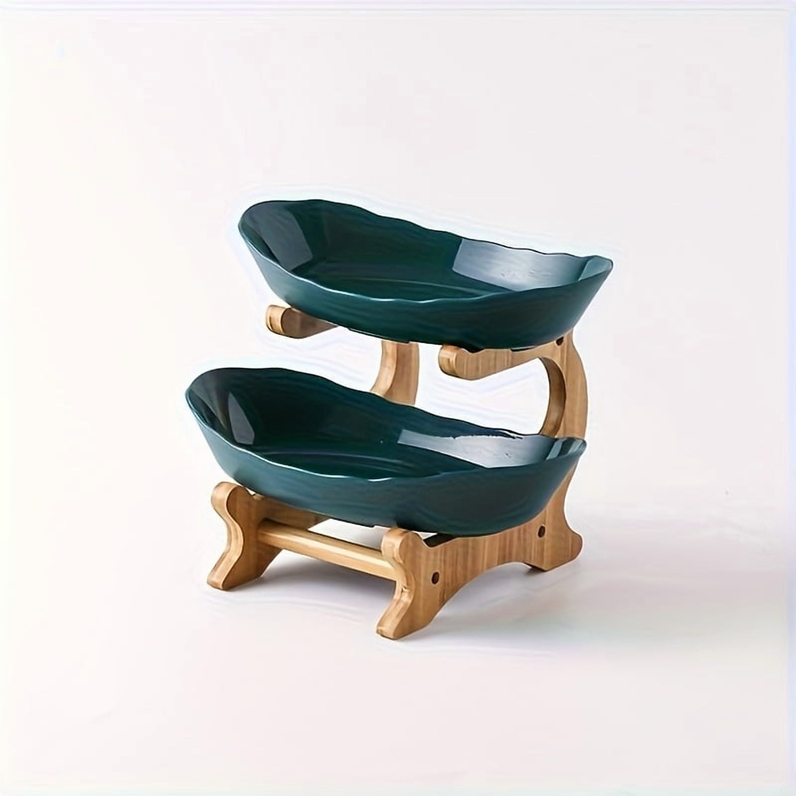 2/3-Tier Wooden Fruit Stand - Double Layer Snack & Candy Display Tray ...