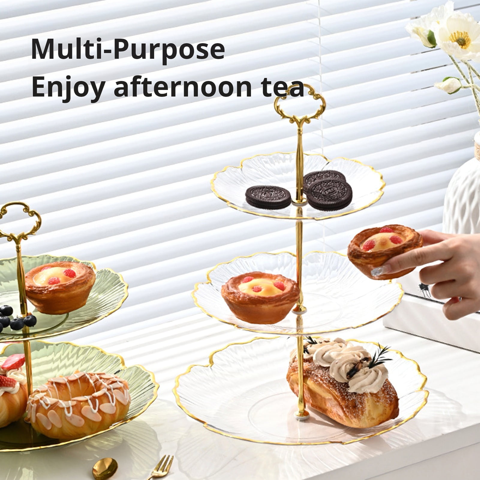 2/3 Tiers Cupcake Stand Tower Dessert Display Rack Smooth Edge Large ...