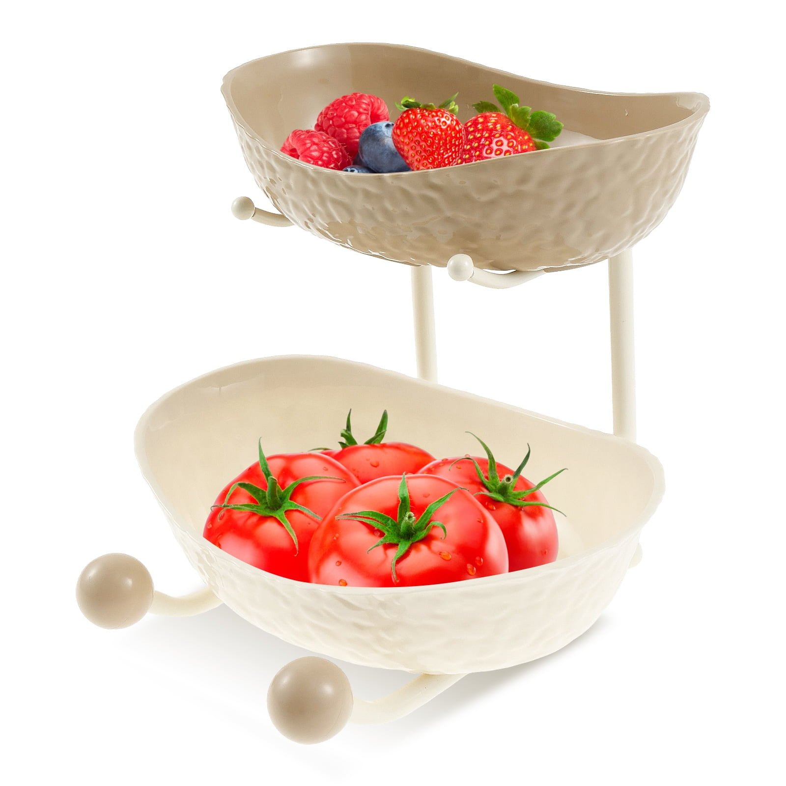 2/3 Tiers Fruit Basket for Kitchen Plastic Fruit Bowl with Stand Space Saving Can Hold Snack ...