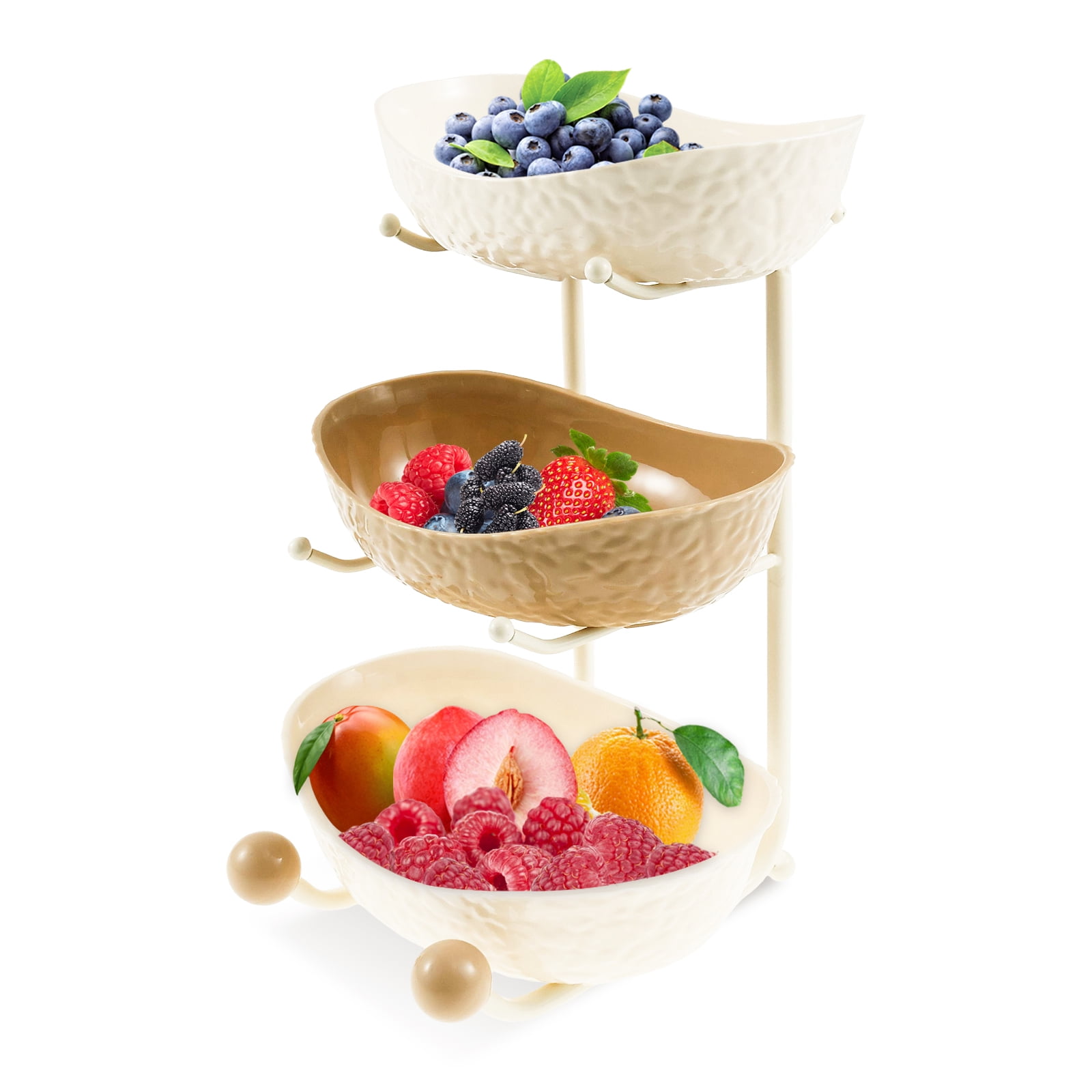 2 or 3 Tiers Plastic Fruit Bowl Basket with Stand for Kitchen Countertop Versatile Space Saving ...