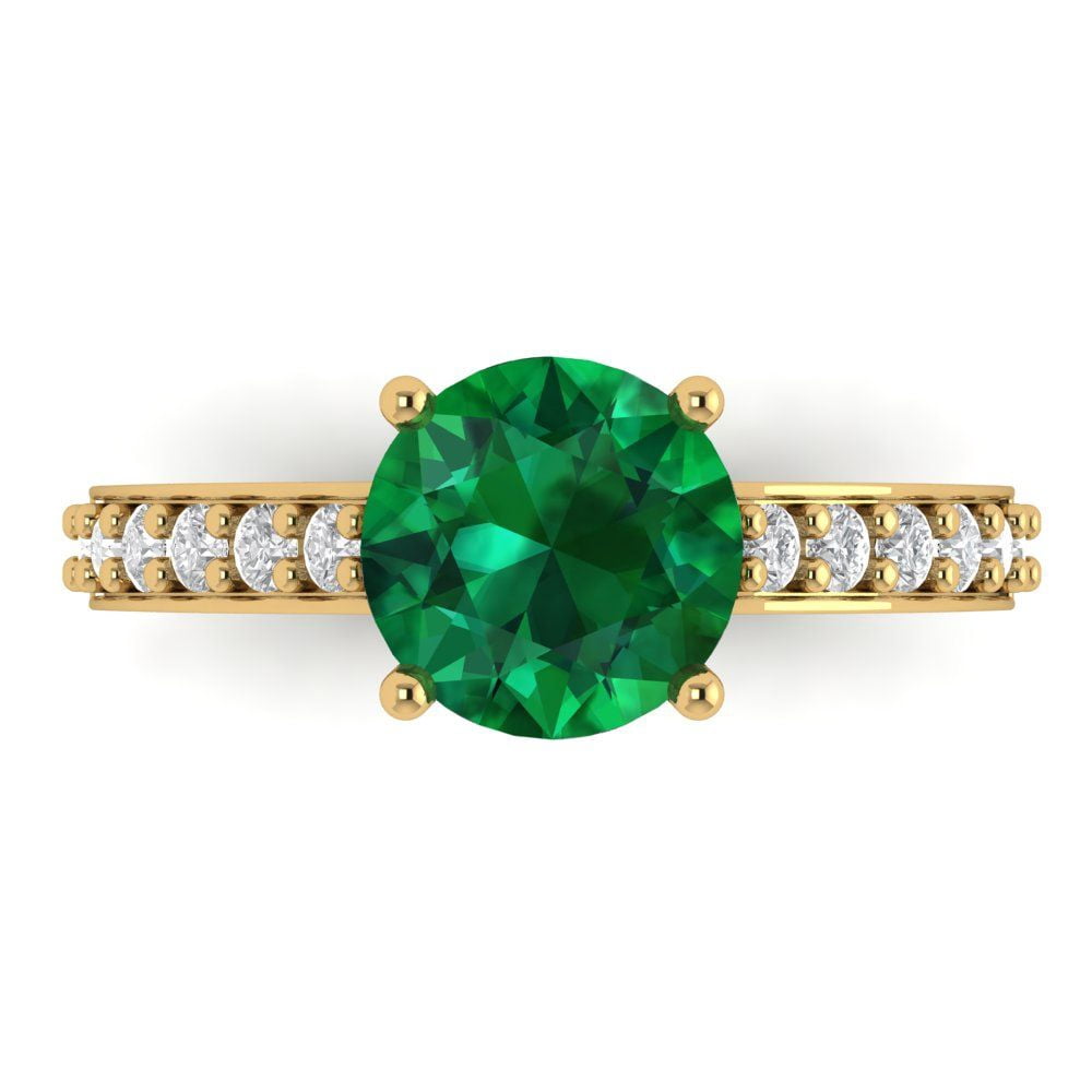 2.3 ct Round Cut Simulated Emerald Solitaire with Accents Engagement ...