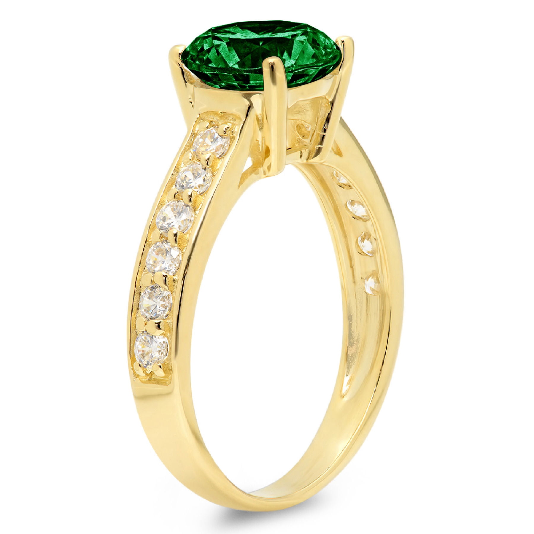 2.3 ct Round Cut Simulated Emerald Solitaire with Accents Engagement ...