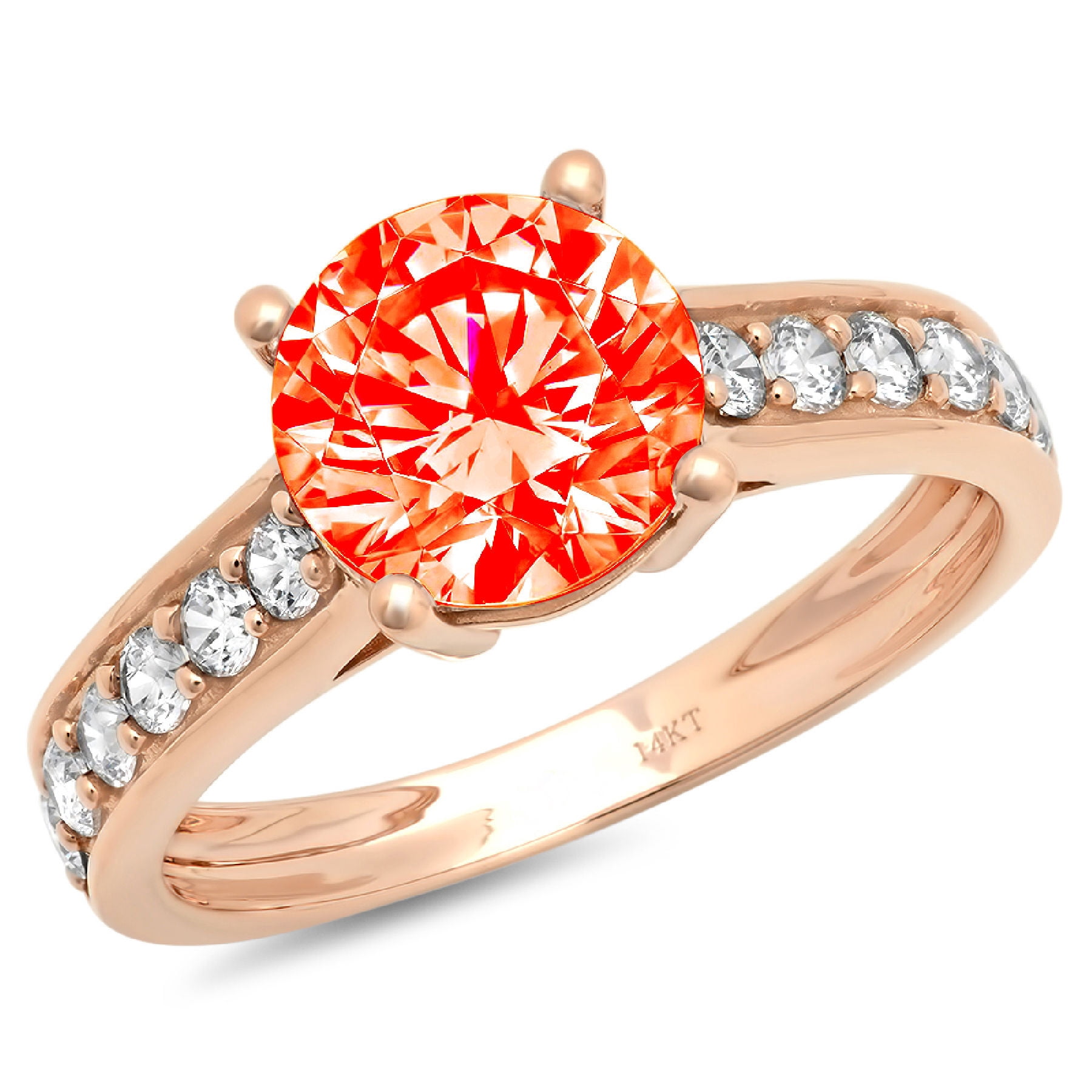 2.3 ct Round Cut Simulated Red Diamond Solitaire with Simulated Diamond ...