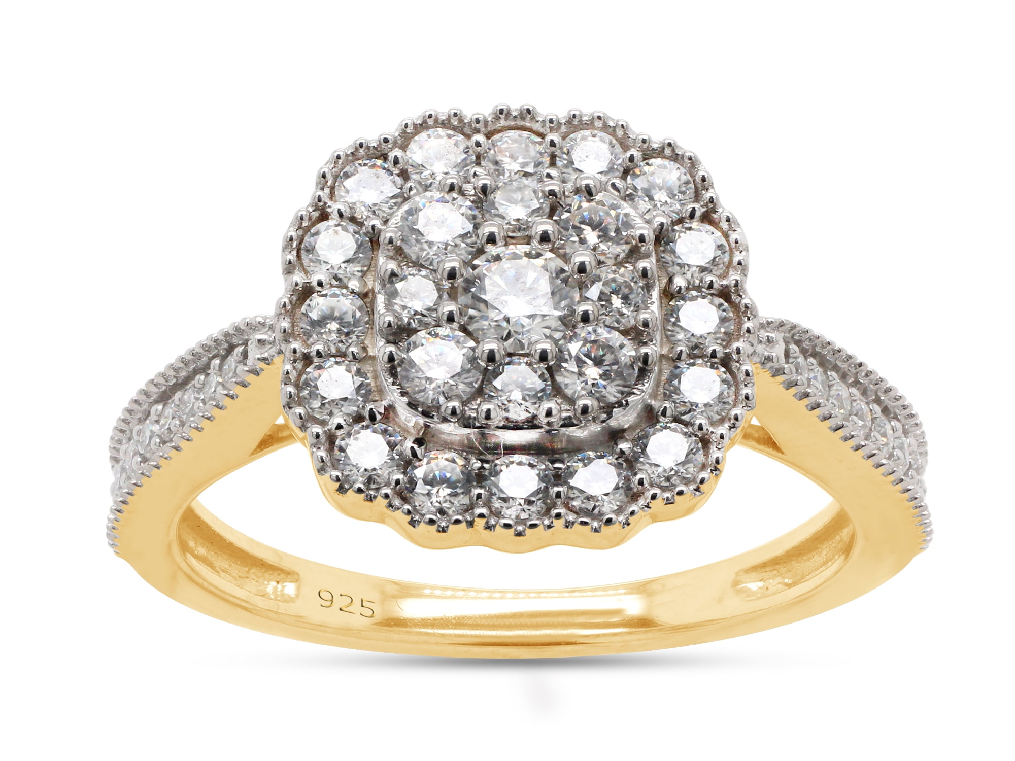 2/3 ct. t.w Round Cut Lab Created Moissanite Diamond Halo Cluster Engagement Ring For Women In ...