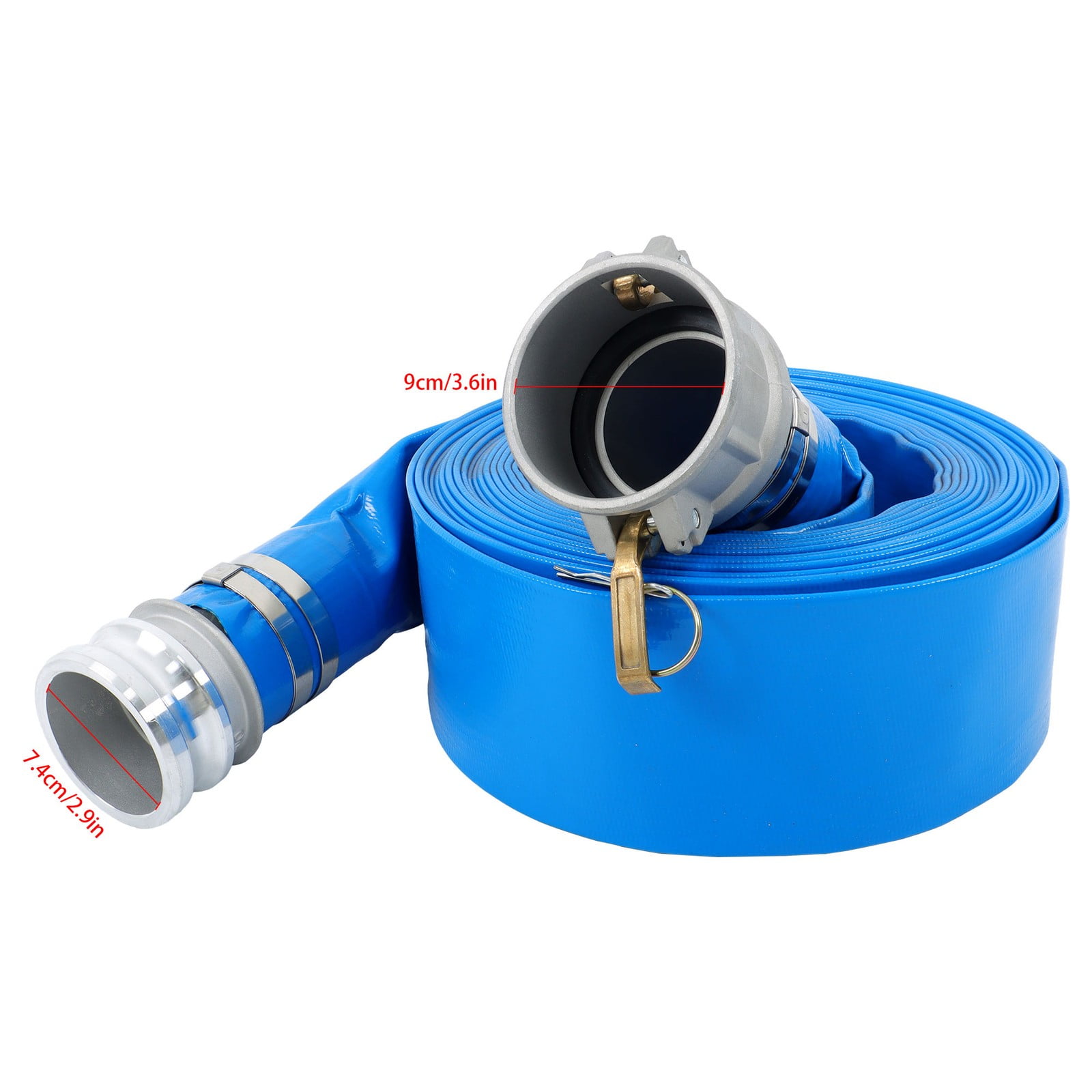 2"/3" x 25/50/100 Feet Lay Flat Water Pump Discharge Hose With Aluminum ...