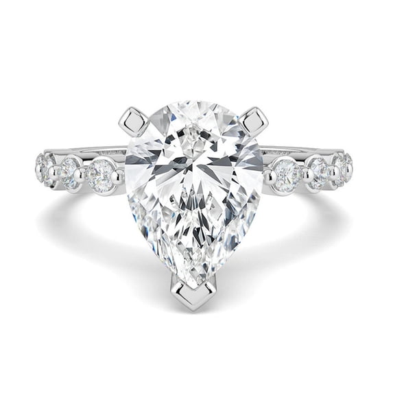 2.30 CT Pear Cut Hidden Halo Lab Grown Diamond Engagement Ring 925 ...