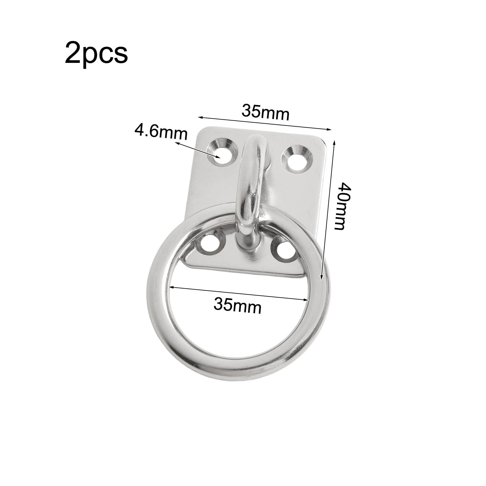 2× 304 Stainless Steel Square Eye Plates Ring 1/4" Marine Rigging Boat ...