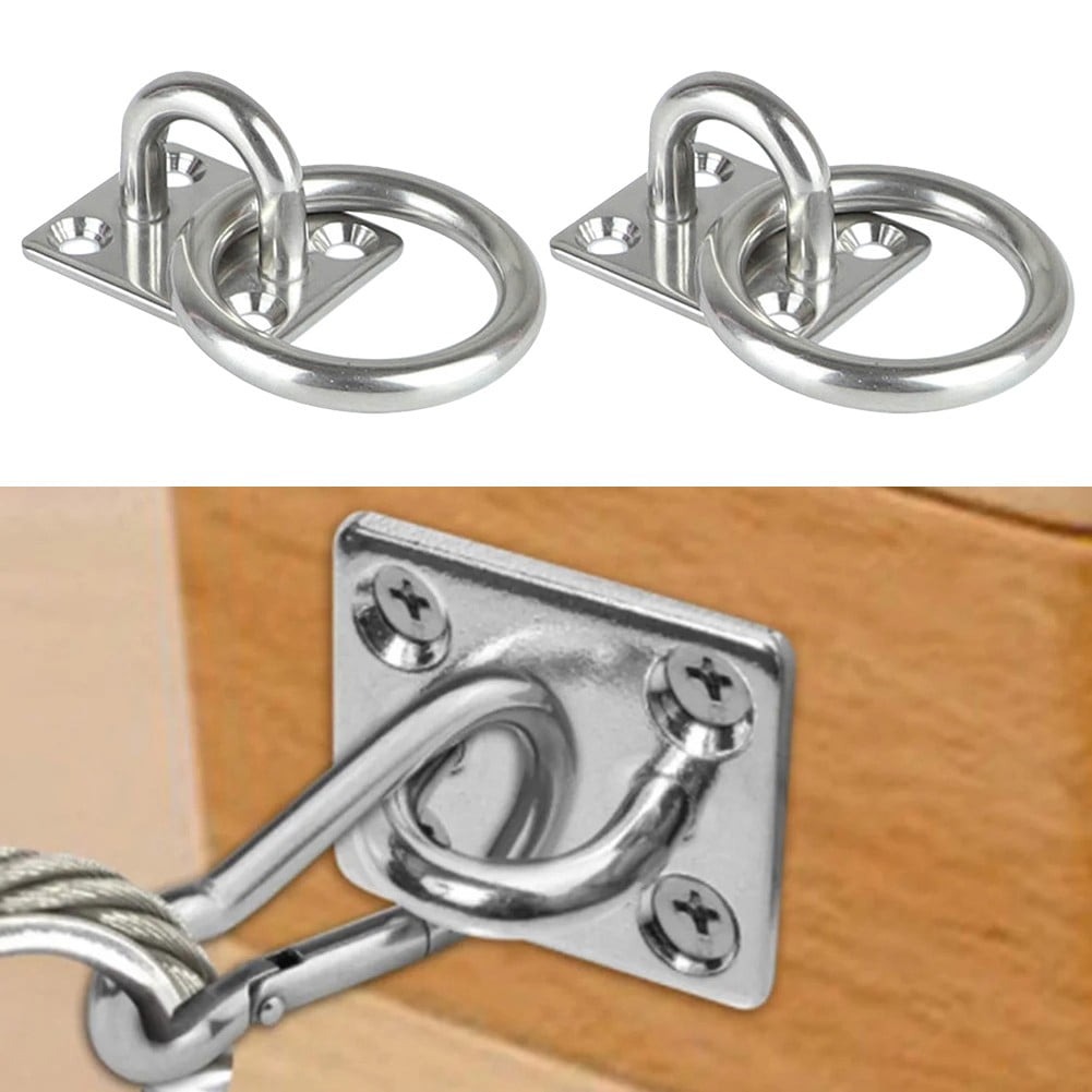 2× 304 Stainless Steel Square Eye Plates Ring 1/4" Marine Rigging Boat ...