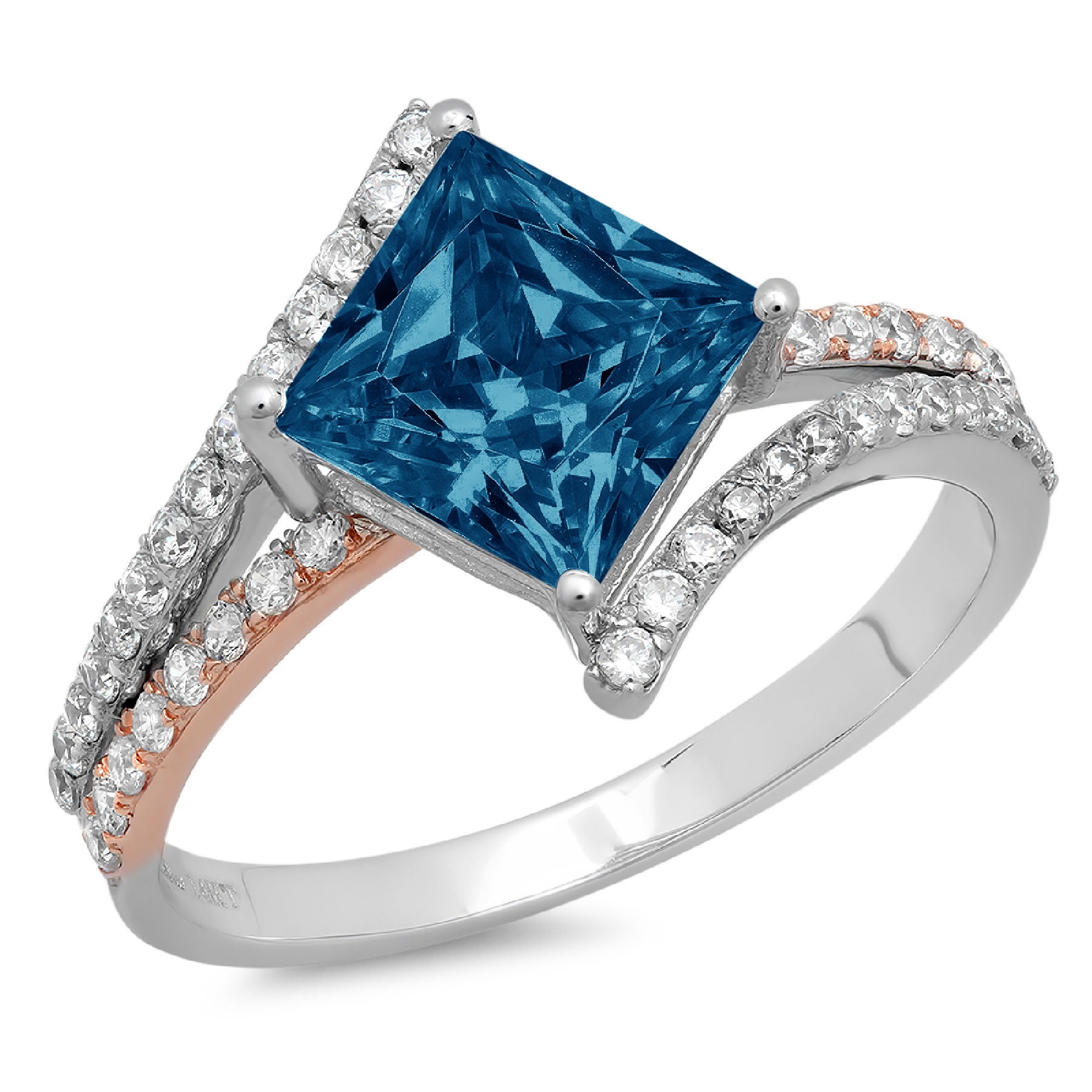 2.3075 ct Princess Cut Natural London Blue Topaz Solitaire with ...