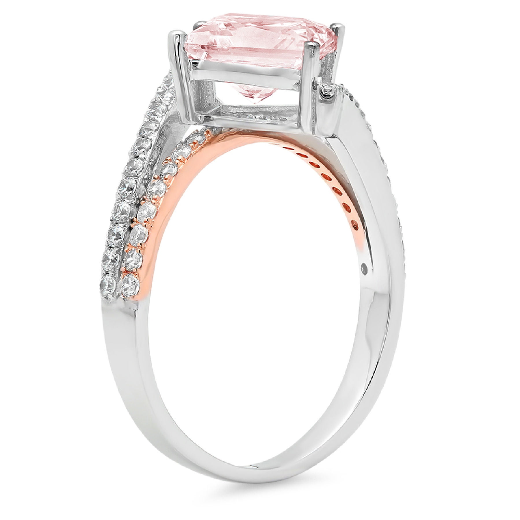 2.3075 ct Princess Cut Simulated Pink Diamond Solitaire with Accents ...
