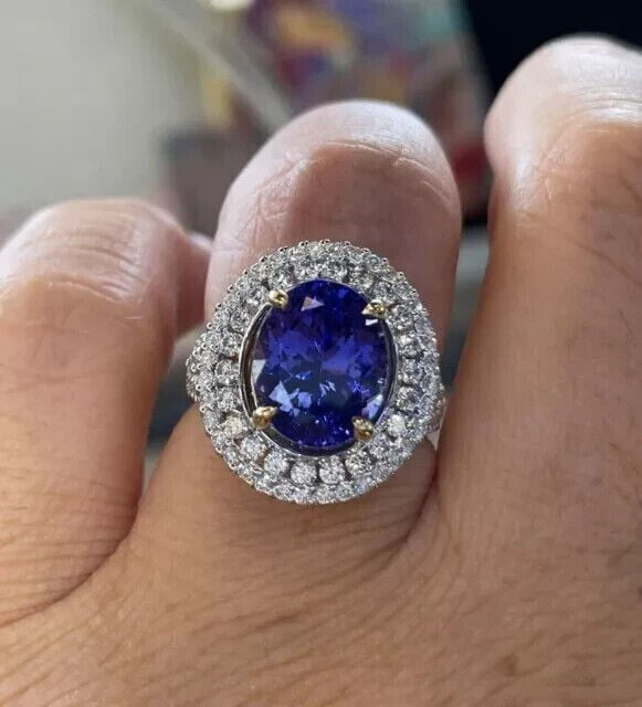 2.30Ct Oval Cut Lab Created Blue Tanzanite Women's Wedding Pretty Band ...