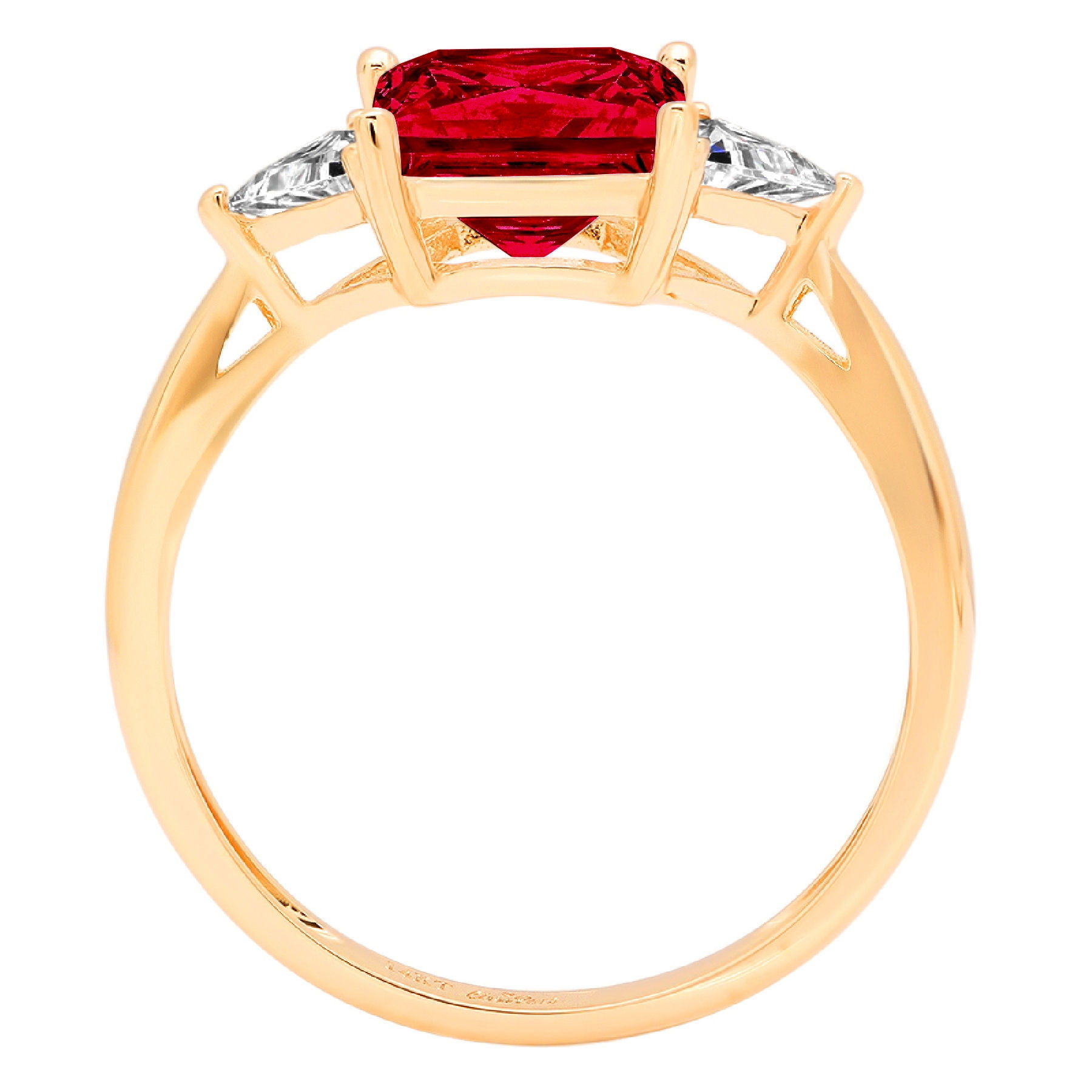 2.32 ct Princess Cut Natural Garnet Three-Stone Engagement Ring for ...