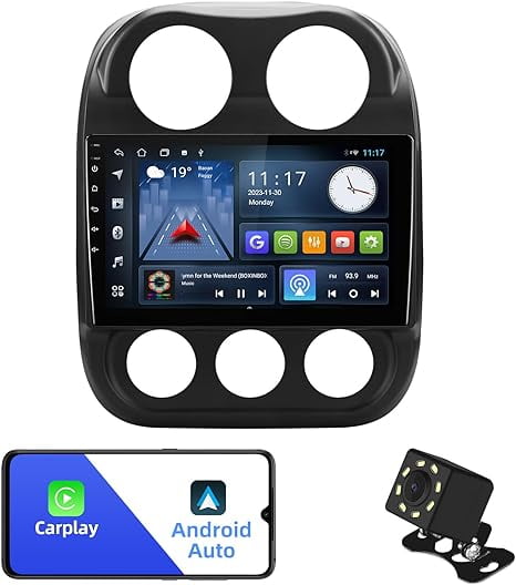 2+32G 9 inches Android 10 Double Din Car Stereo for Jeep Compass ...