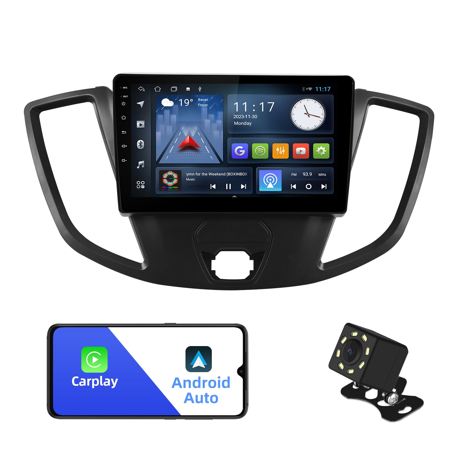 2+32G Android 10 Double Din Car Stereo for Ford Transit 2013-2019 with ...