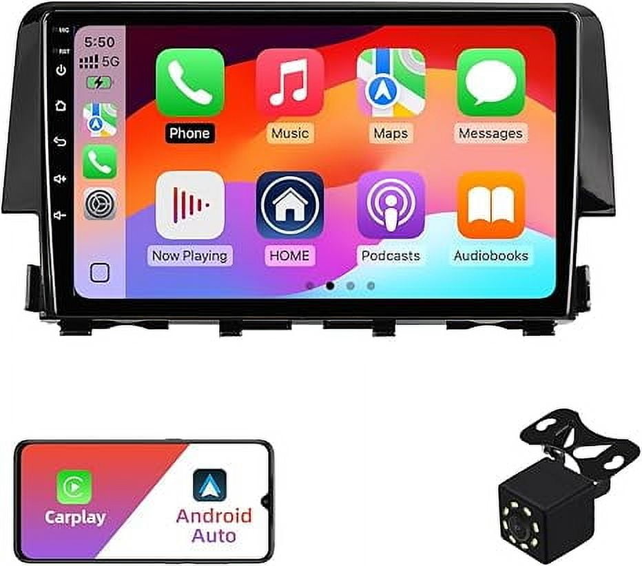 2+32G Android 12 Double Din Car Stereo for Honda Civic 2016-2020 with 9 Inch Touchscreen Radio ...