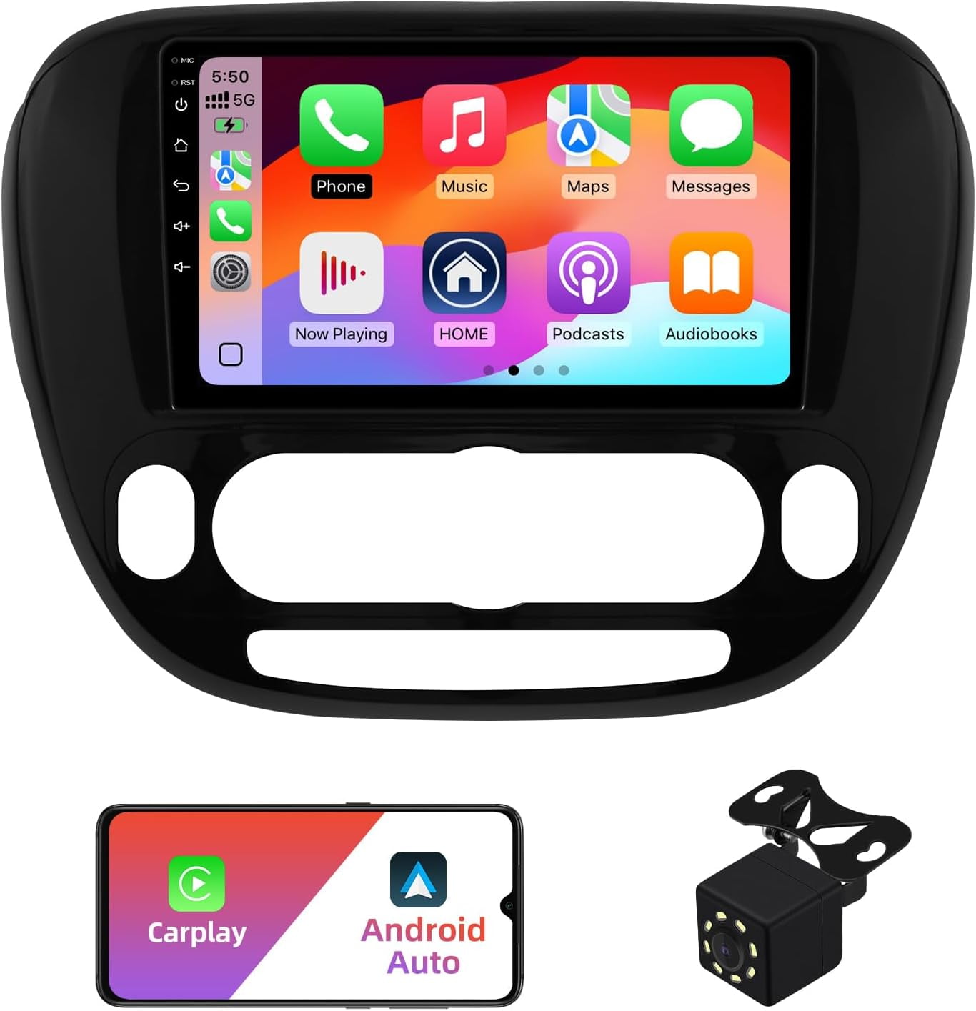 2+32G Android 12 Double Din Car Stereo for Kia Soul 2014-2019 with 9 ...