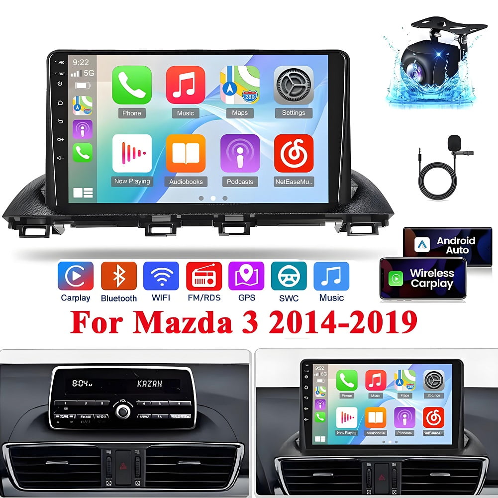 2+32G Android 13 CarPlay Stereo for Mazda 3 2014-2019, Wireless CarPlay ...
