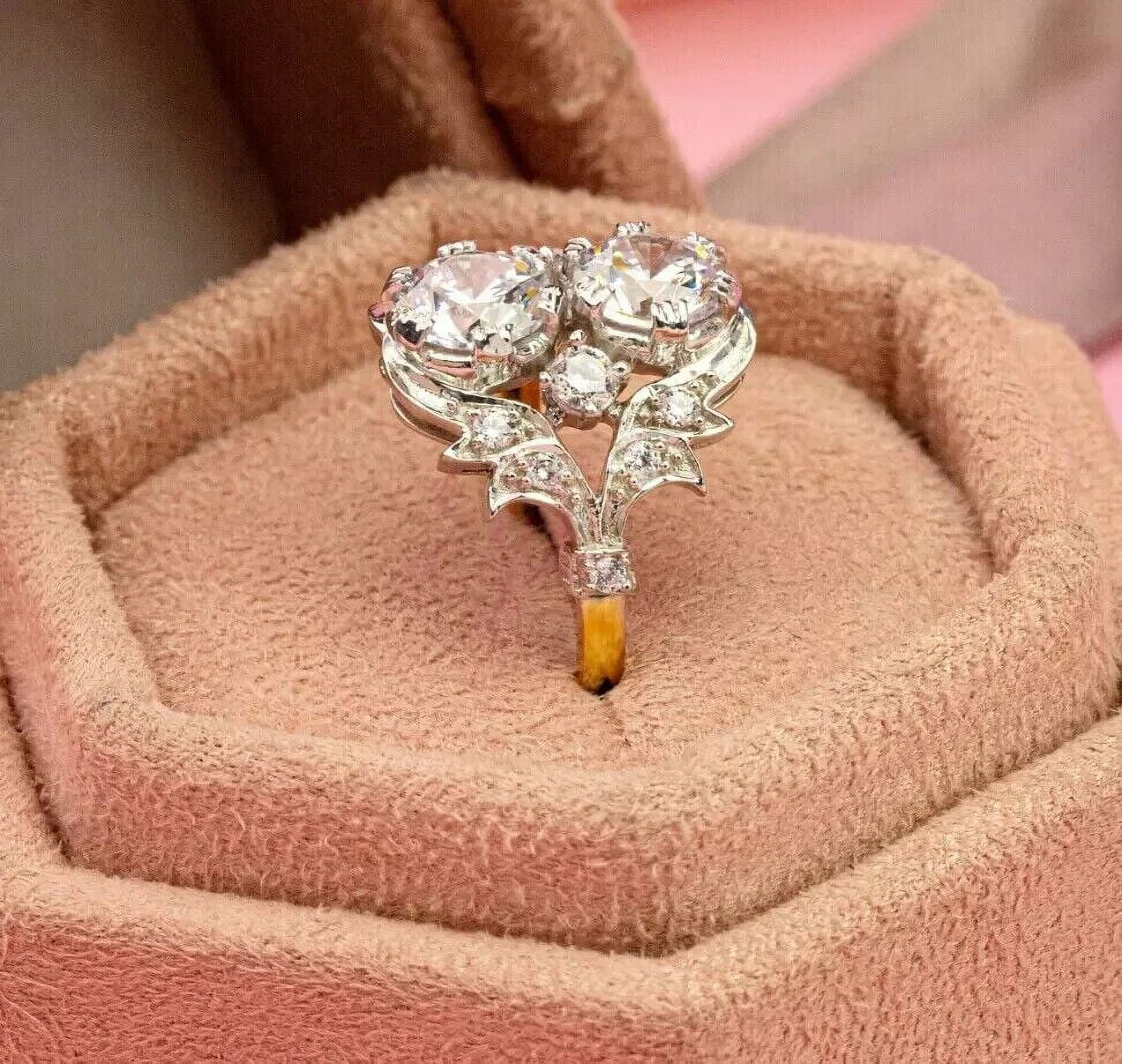 2.33Ct Round Cut Lab Created Diamond Cocktail Ring 14K Yellow Gold Plated Silver - Walmart.com