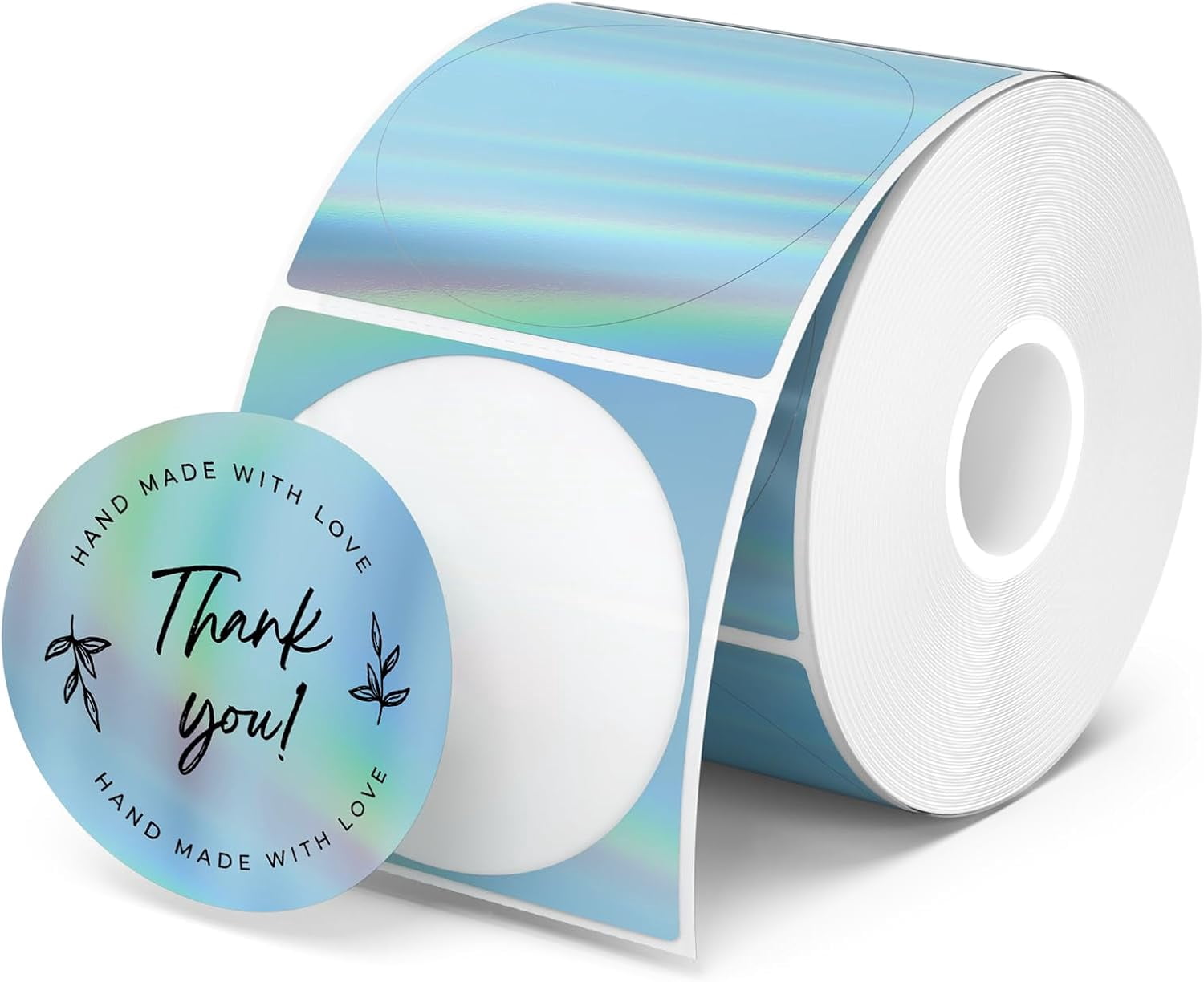 2" Circle Holographic Thermal Label Stickers Blue, Round Printable ...