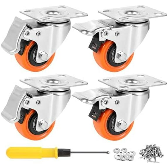 2" Plate Caster Wheels Heavy Duty 600 Lbs Load Capacity Swivel Casters ...