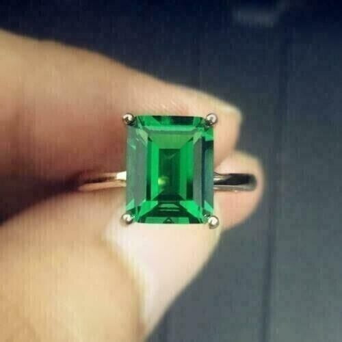 2.34Ct Green Emerald Lab-Created Emerald Cut Women Engagement Ring 14k ... 2.34Ct Green Emerald Lab-Created Emerald Cut Women Engagement Ring 14k ...