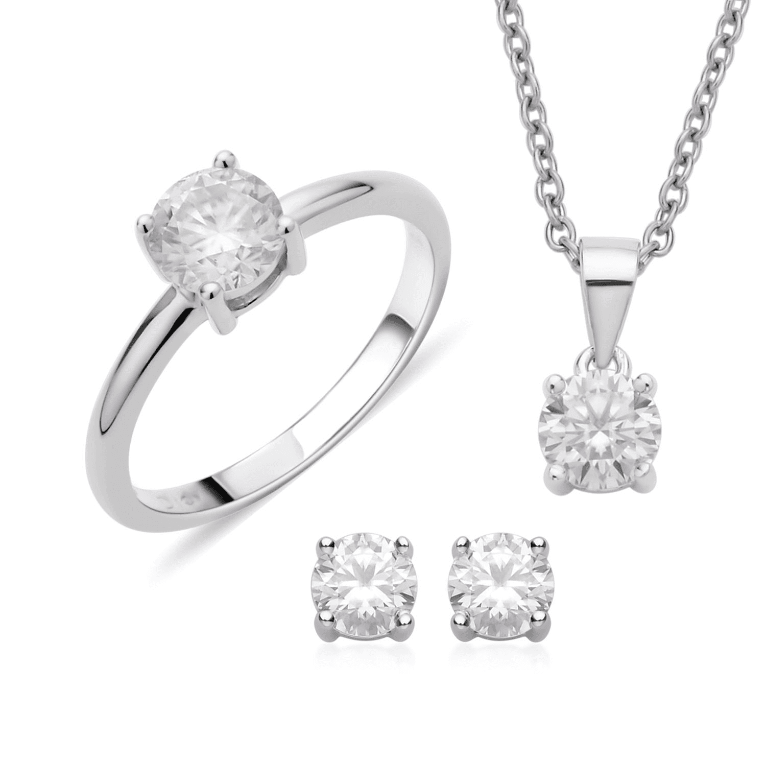 2.35 CT Round Moissanite E Color VS1 Clarity Brilliant Cut 925 Sterling ...