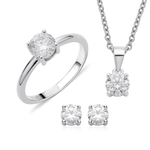 2.35 CT Round Moissanite E Color VS1 Clarity Brilliant Cut 925 Sterling ...