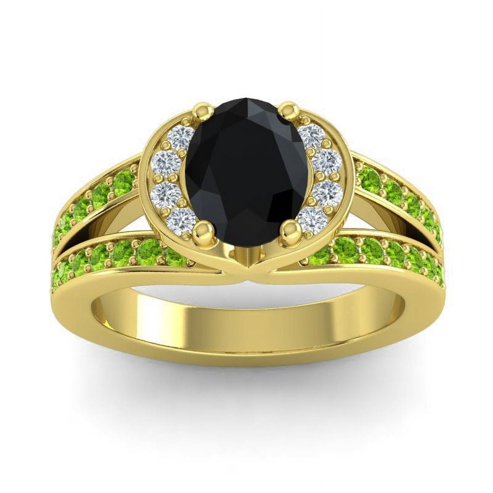 2.35 Carat Elegant Oval Cut Black Onyx & Peridot Gemstone Anniversary ...