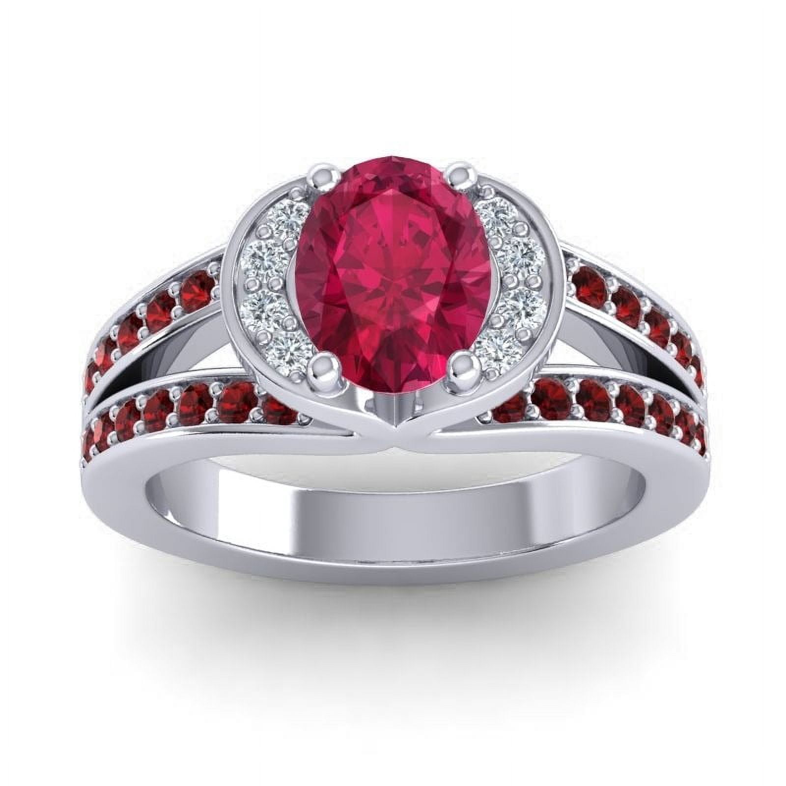 2.35 Carat Lovely Oval Cut Red Ruby & Garnet Gemstone Wedding Ring for ...