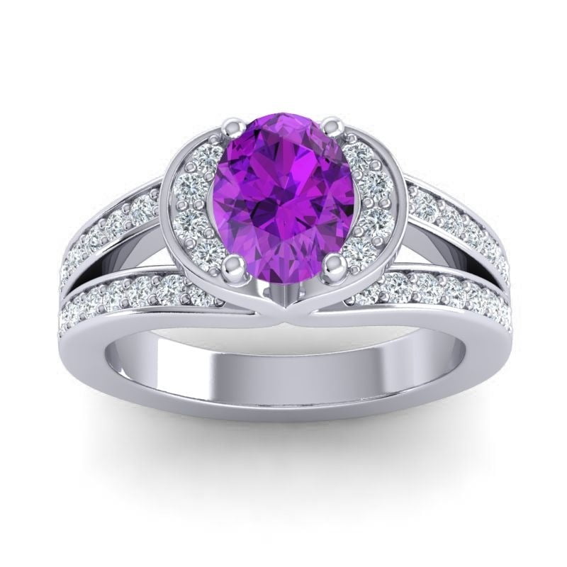2.35 Carat Natural Diamond Amethyst Gemstone Unique Proposal Ring for ...