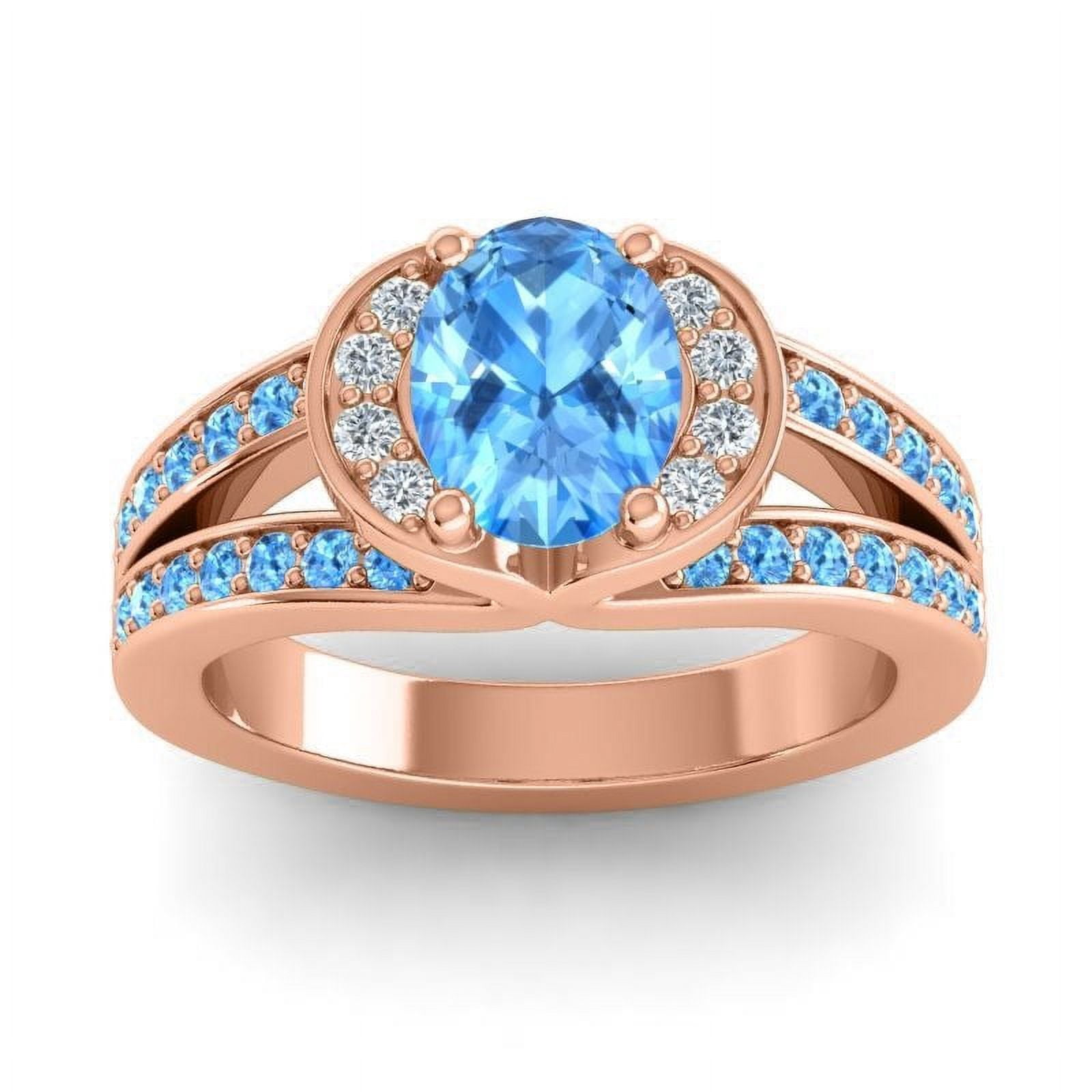 2.35 Carat Oval Cut Blue Topaz Gemstone Stunning Engagement Ring for ...