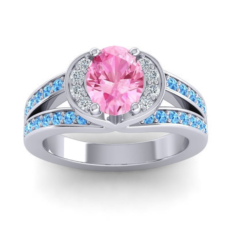 2.35 Carat Oval Cut Pink Sapphire & Blue Topaz Gemstone Elegant ...