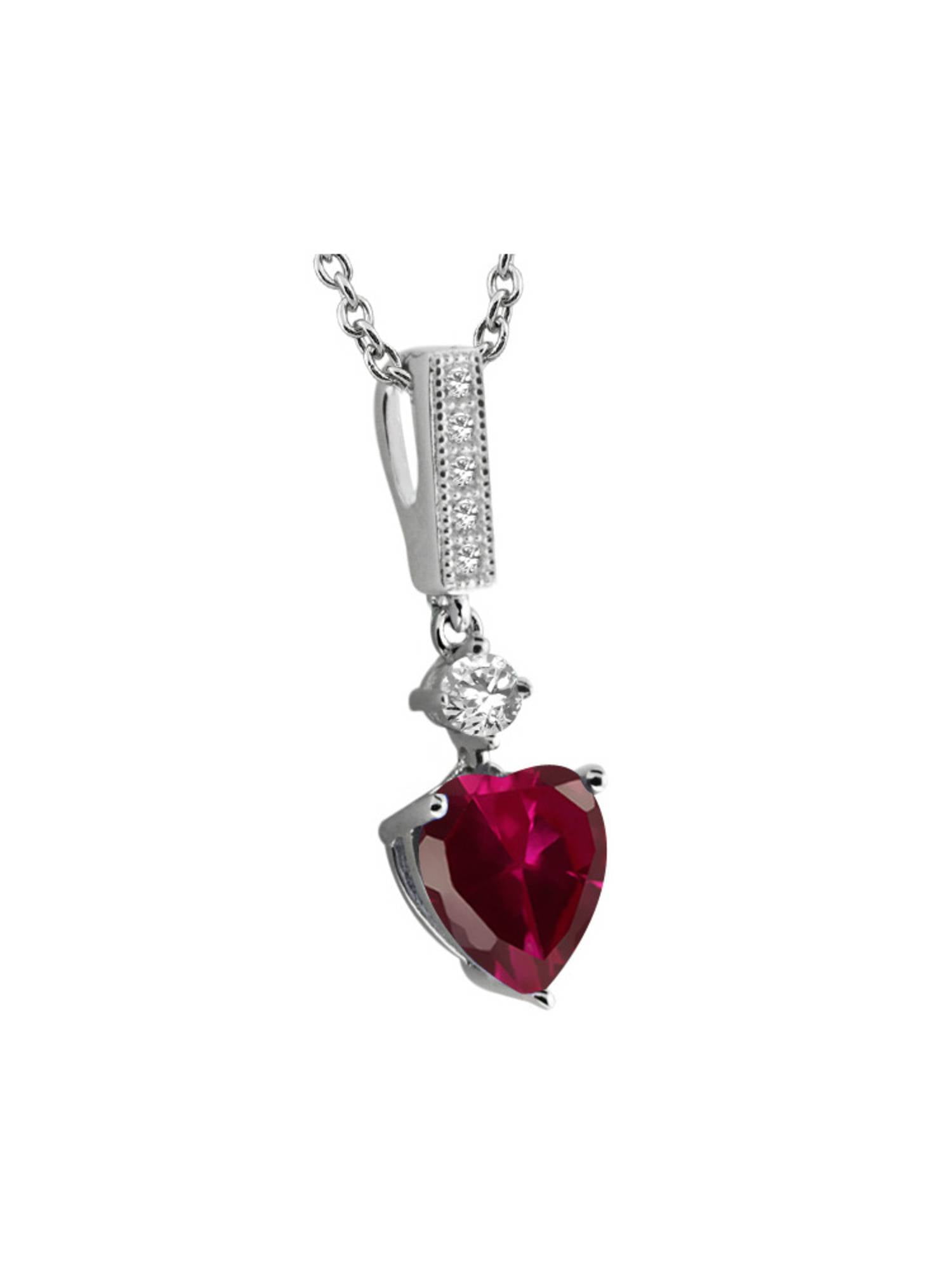 Gem Stone King 2.35 Ct Heart Shape Red Created Ruby 925 Sterling Silver Pendant - Walmart.com