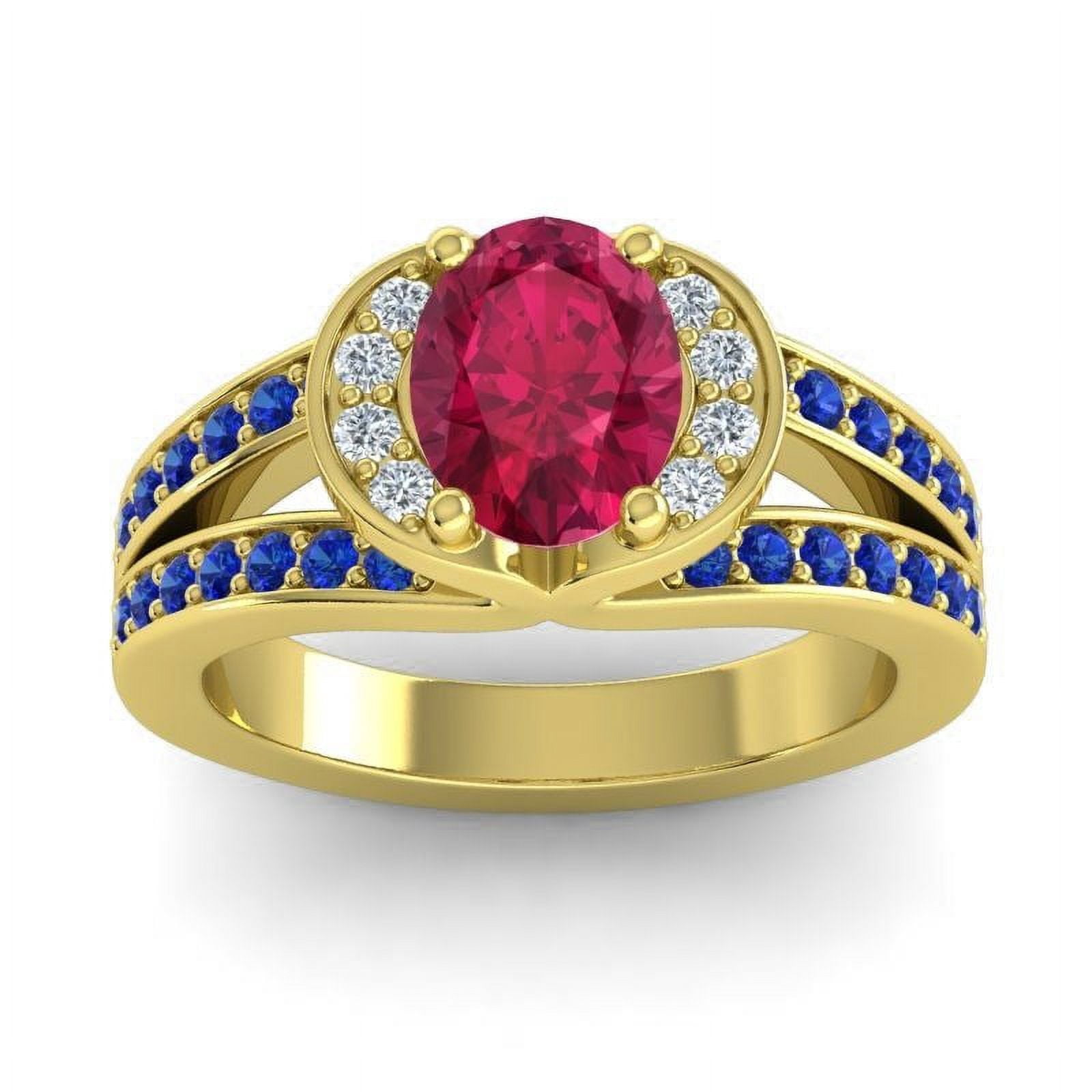 2.35 Ct Stunning Oval Cut Red Ruby & Blue Sapphire Gemstone Wedding ...