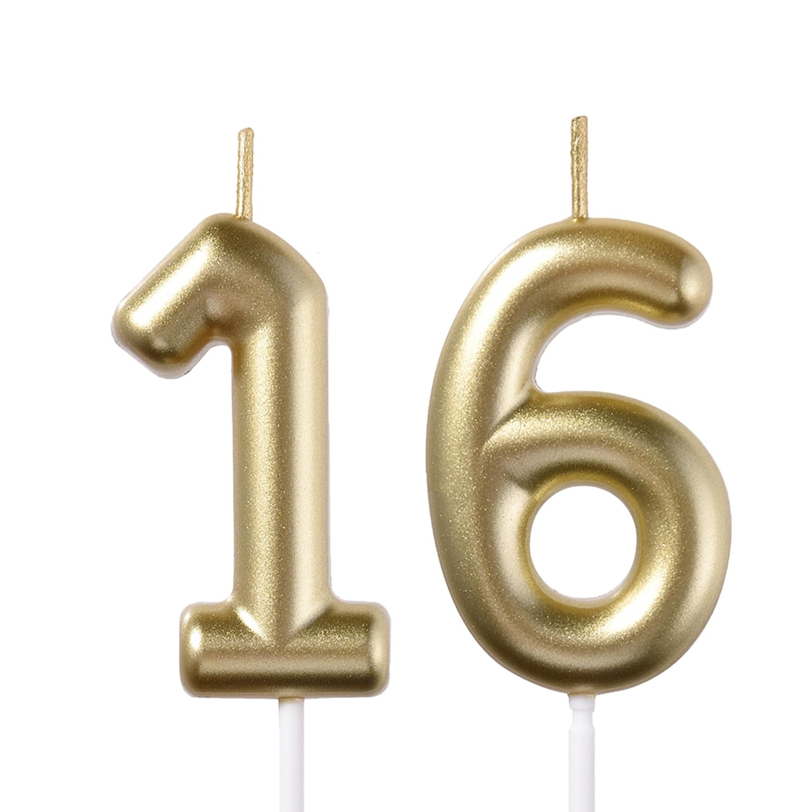 2.35 Inch Gold 16 & 61 Birthday Candles, 3D Diamond Number 16th & 61st ...