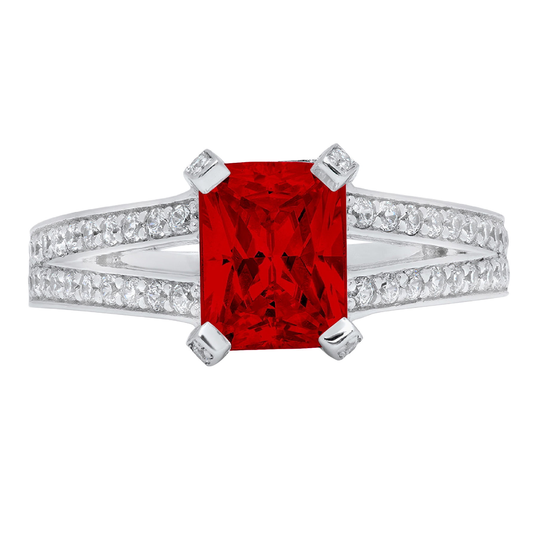 2.35 ct Emerald Cut Natural Garnet Solitaire with Simulated Diamond ...