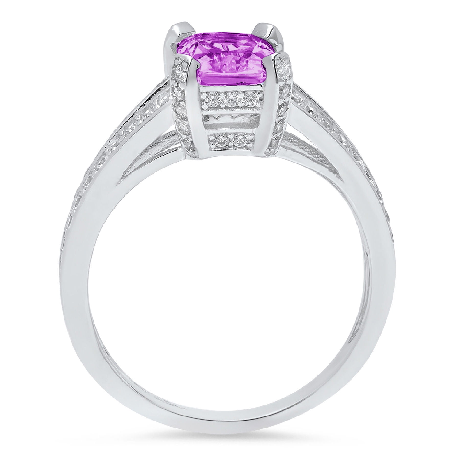 2.35 ct Emerald Cut Simulated Alexandrite Solitaire with Accents ...