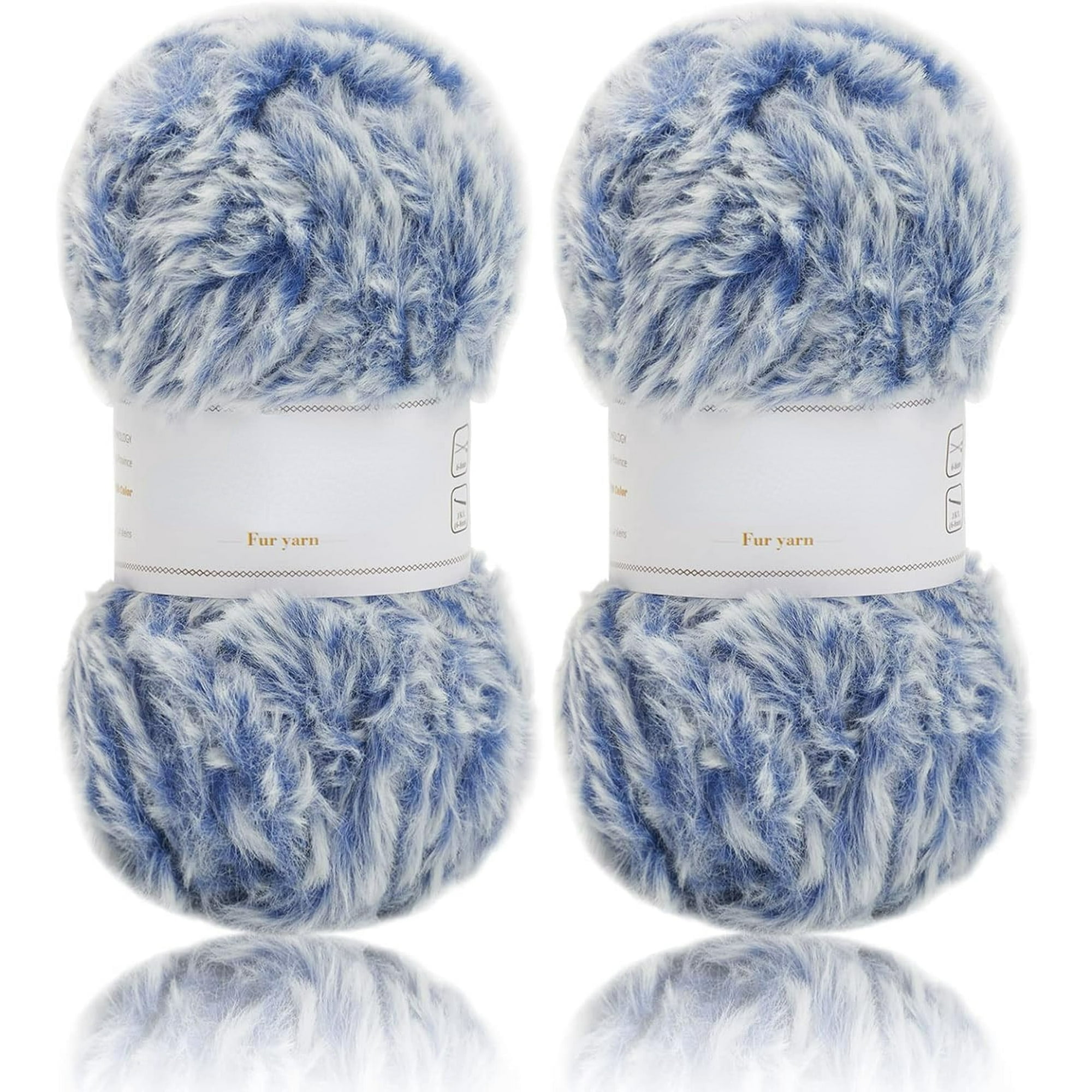 (2×35yds,50g×2) 2 Skeins Super Soft Fur Yarn Chunky Fluffy Faux Fur ...