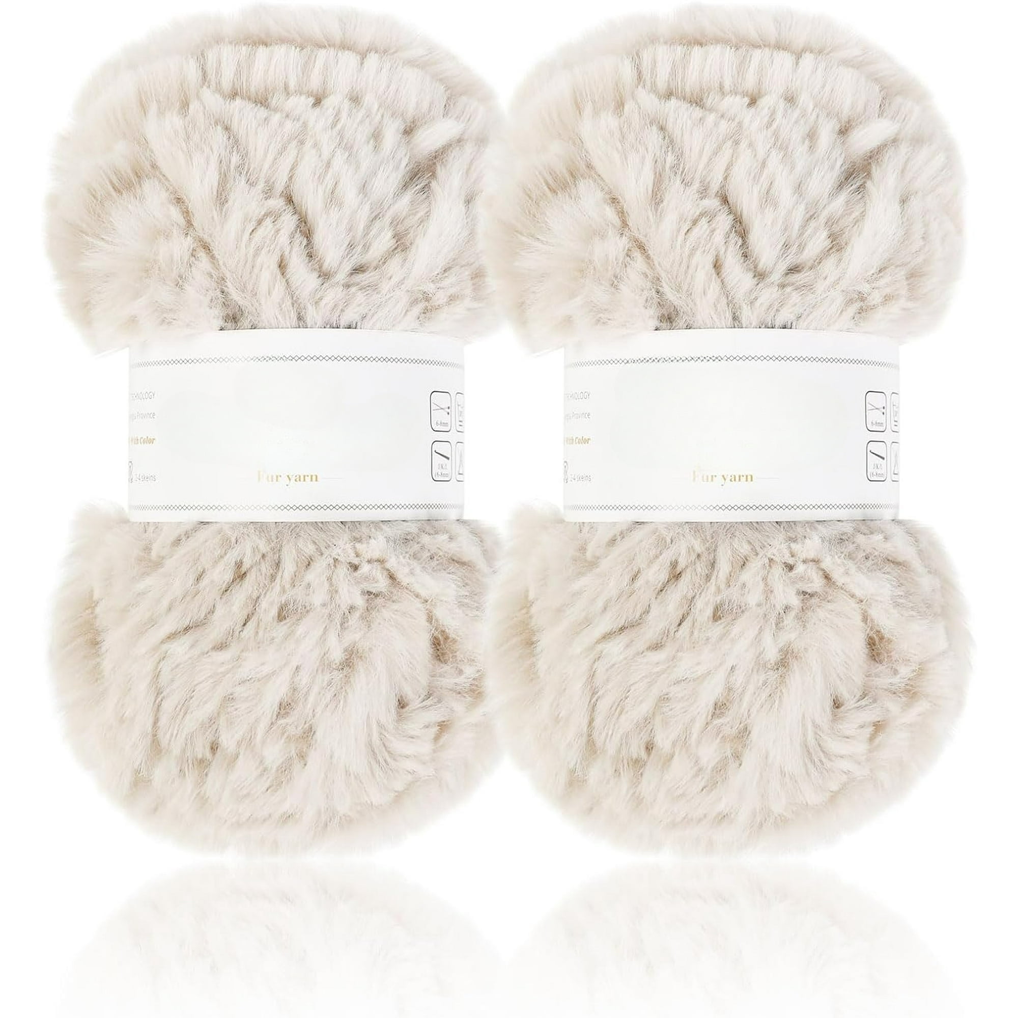 (2×35yds,50g×2) 2 Skeins Super Soft Fur Yarn Chunky Fluffy Faux Fur ...