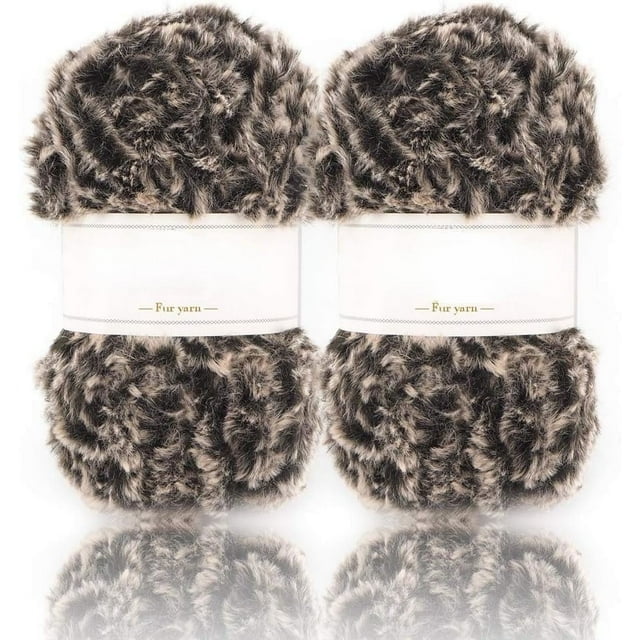 (2×35yds,50g×2) 2 Skeins Super Soft Fur Yarn Chunky Fluffy Faux Fur ...
