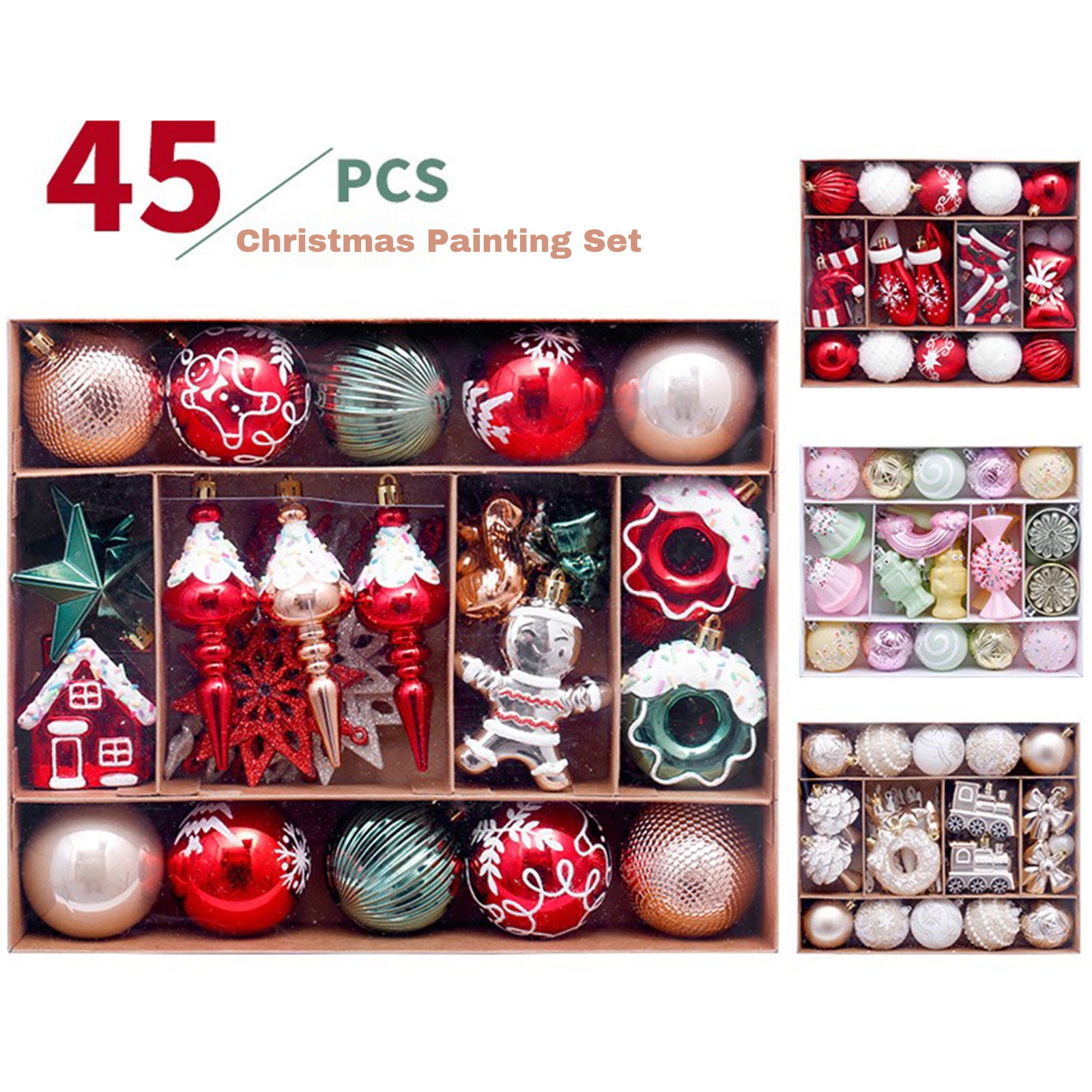45Pcs Mini Christmas Balls Ornaments 2.36" Christmas Tree Hanging Balls ...