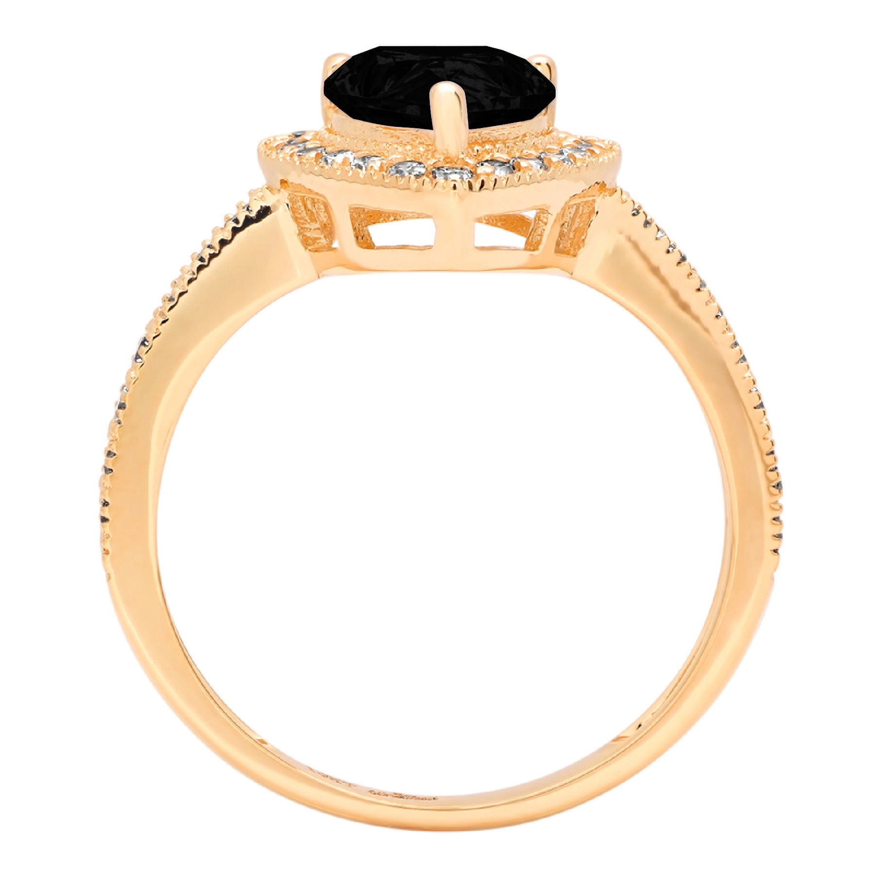 2.36 ct Pear Cut Natural Onyx Halo Engagement Ring for Women in 14K ...