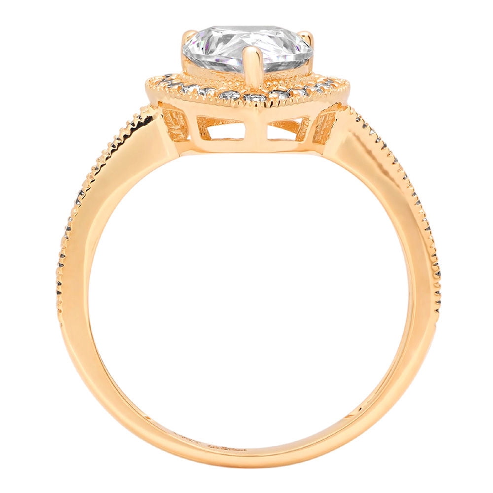 2.36 ct Pear Cut Simulated Diamond Halo Engagement Ring for Women in ...