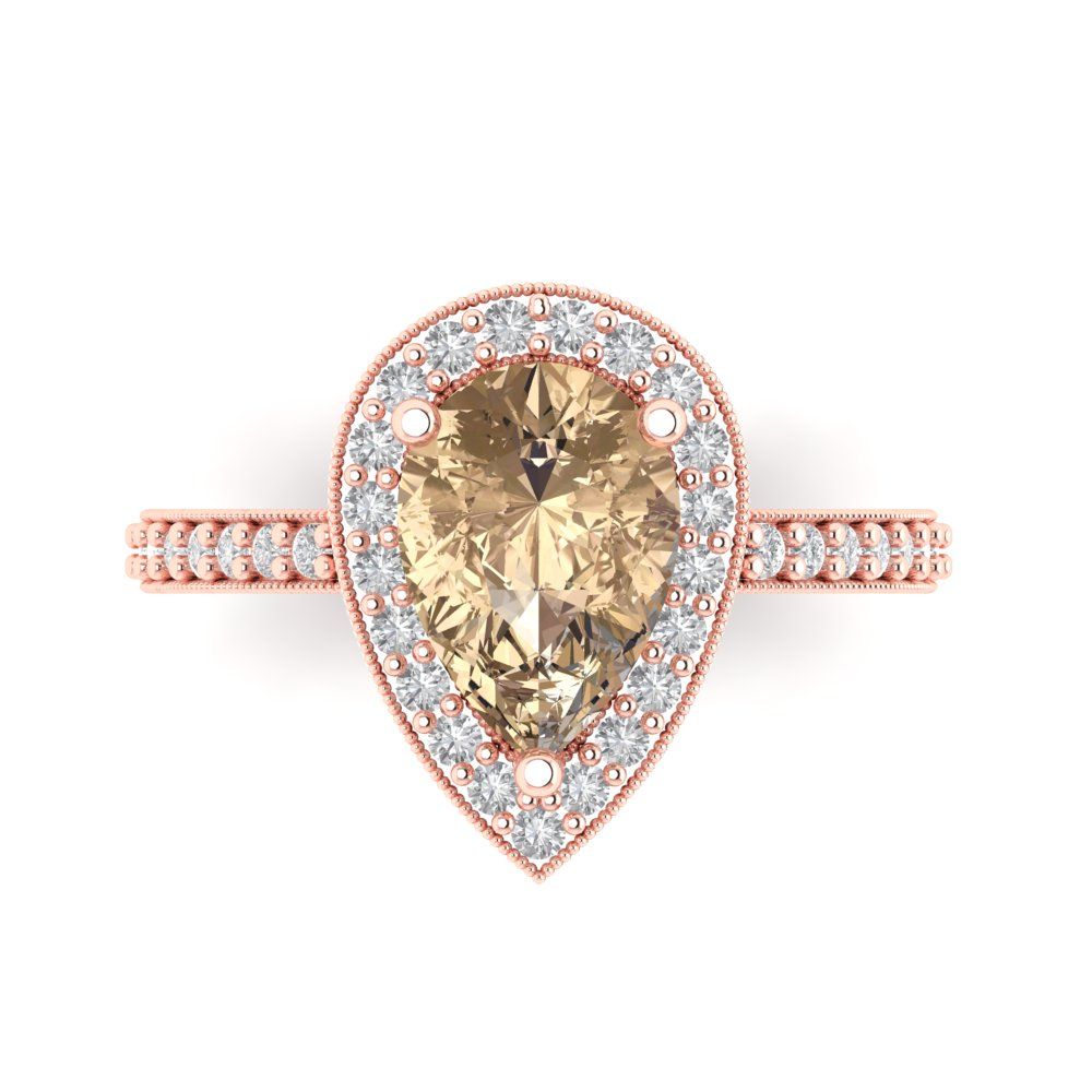 2.36 ct Pear Cut Yellow Moissanite with Simulated Diamond Halo Accents ...